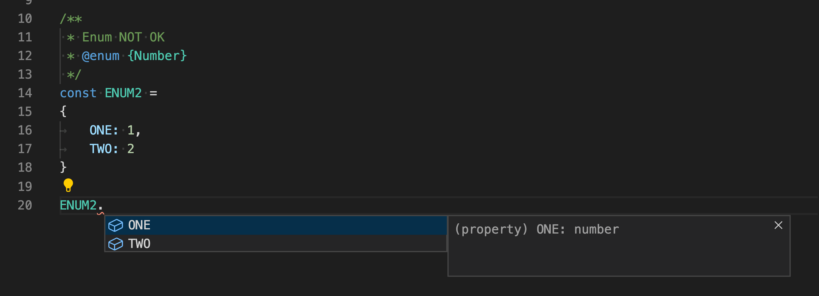Js Incorrect Enum Hints And Member Dropdown When `enum` On A New Line · Issue 94387 