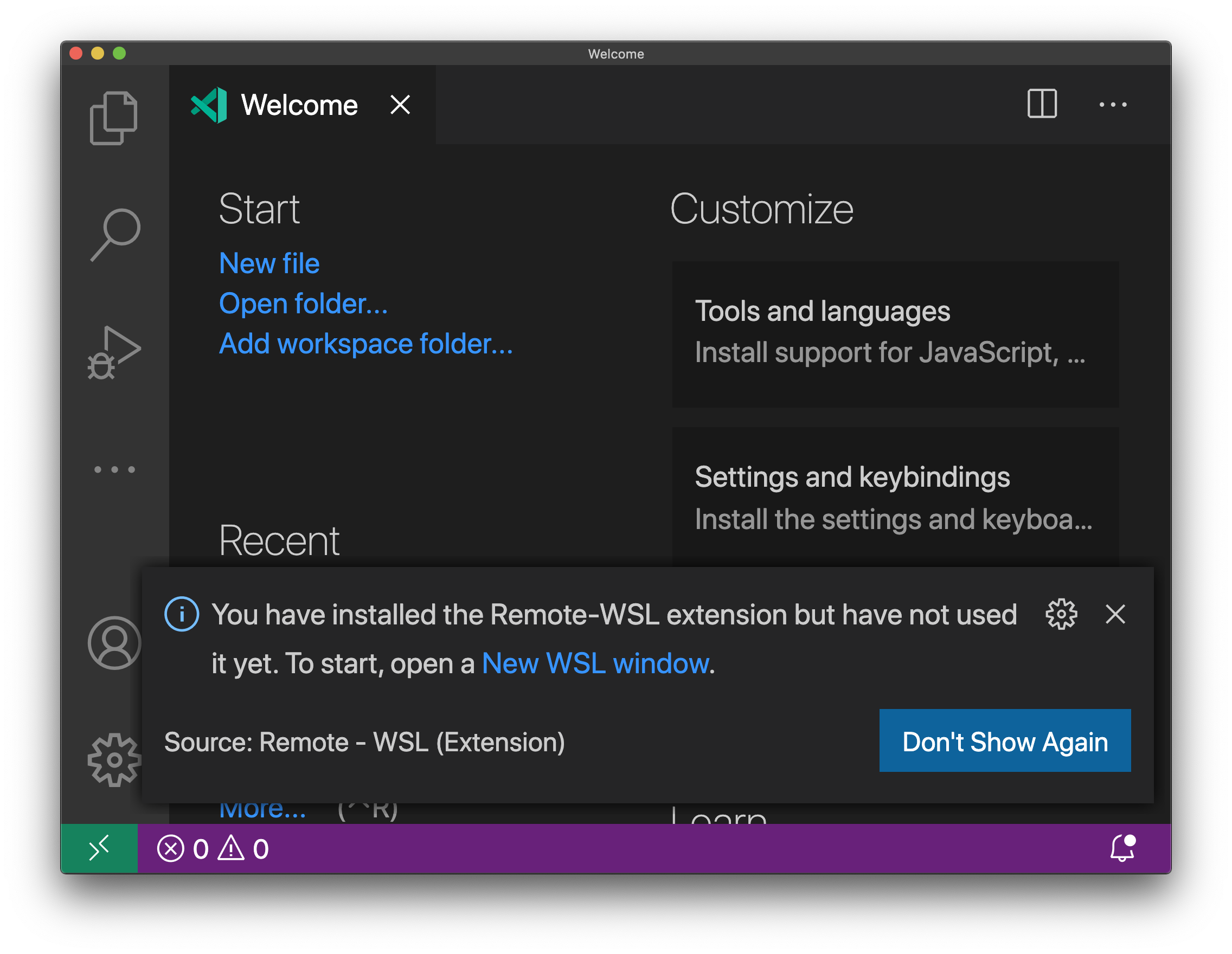 Don't show WSL notifications on non Windows platforms · Issue #3971 ...