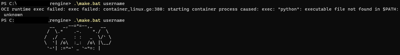Bug - OCI runtime exec failed · Issue #587 · yogeshojha/rengine · GitHub