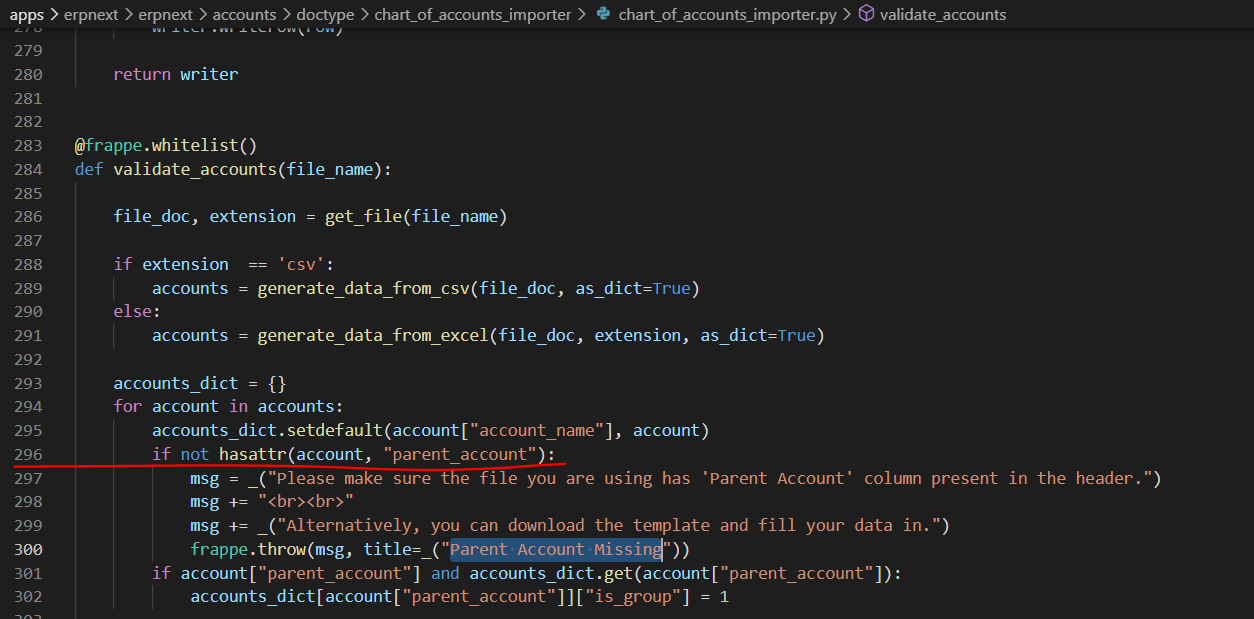 [bug] version13 chart of accounts importer always show error message Parent Account Missing ...