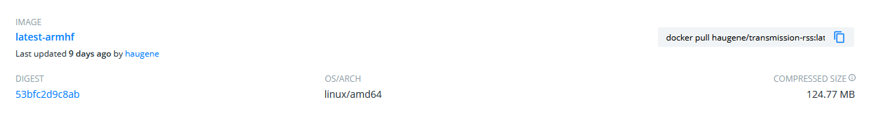 transmission-rss incorrect build metadata for armhf (OS/Arch = linux/amd64) in swarm mode ...