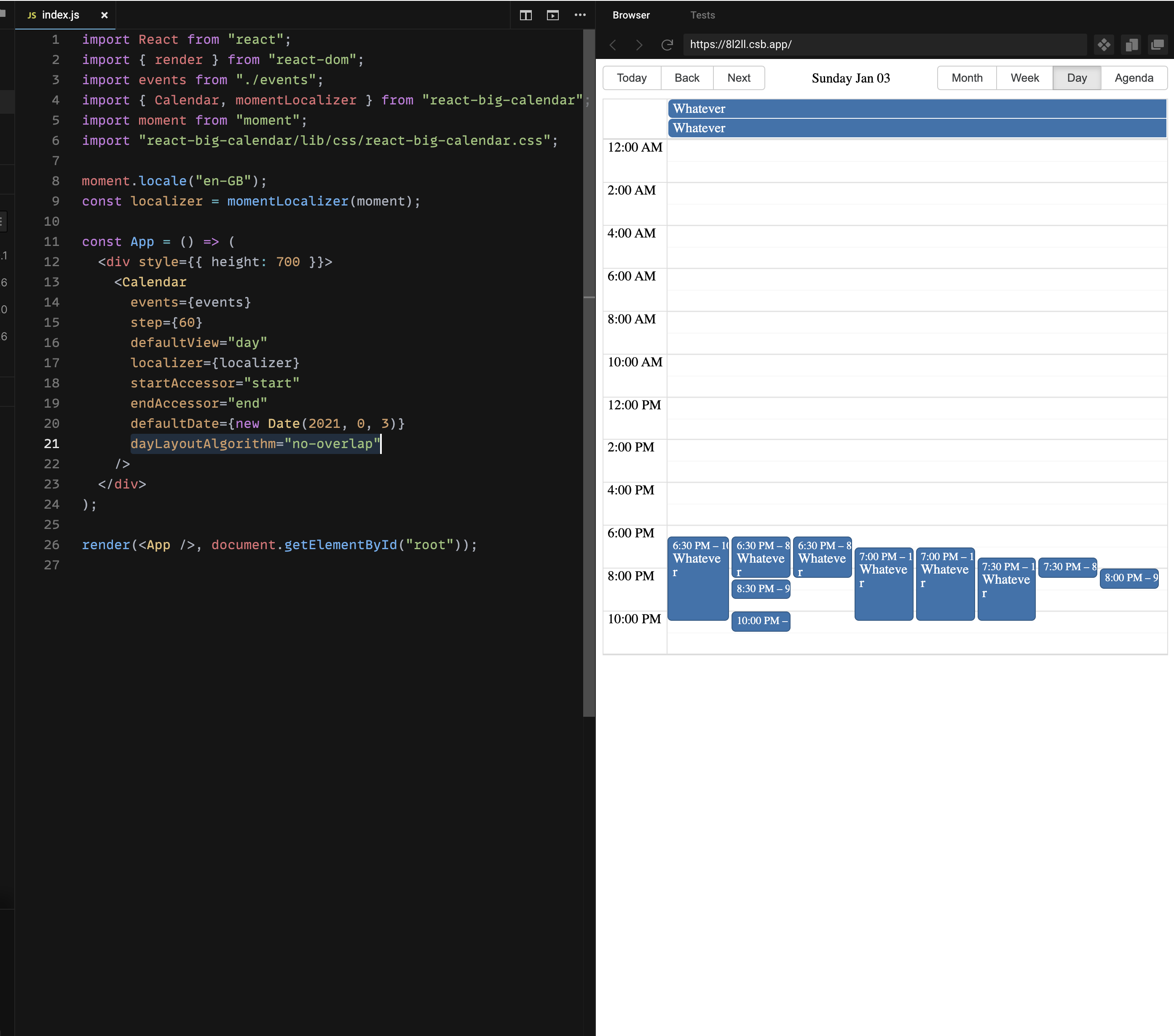Having Concurrent Later Overlapping Events Hides Earier Event · Issue #1397 · jquense/react-big ...