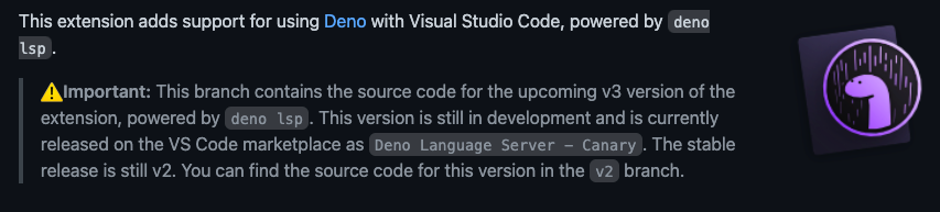 Github README and VSCode README are not up to date w/ each other · Issue #282 · denoland/vscode ...