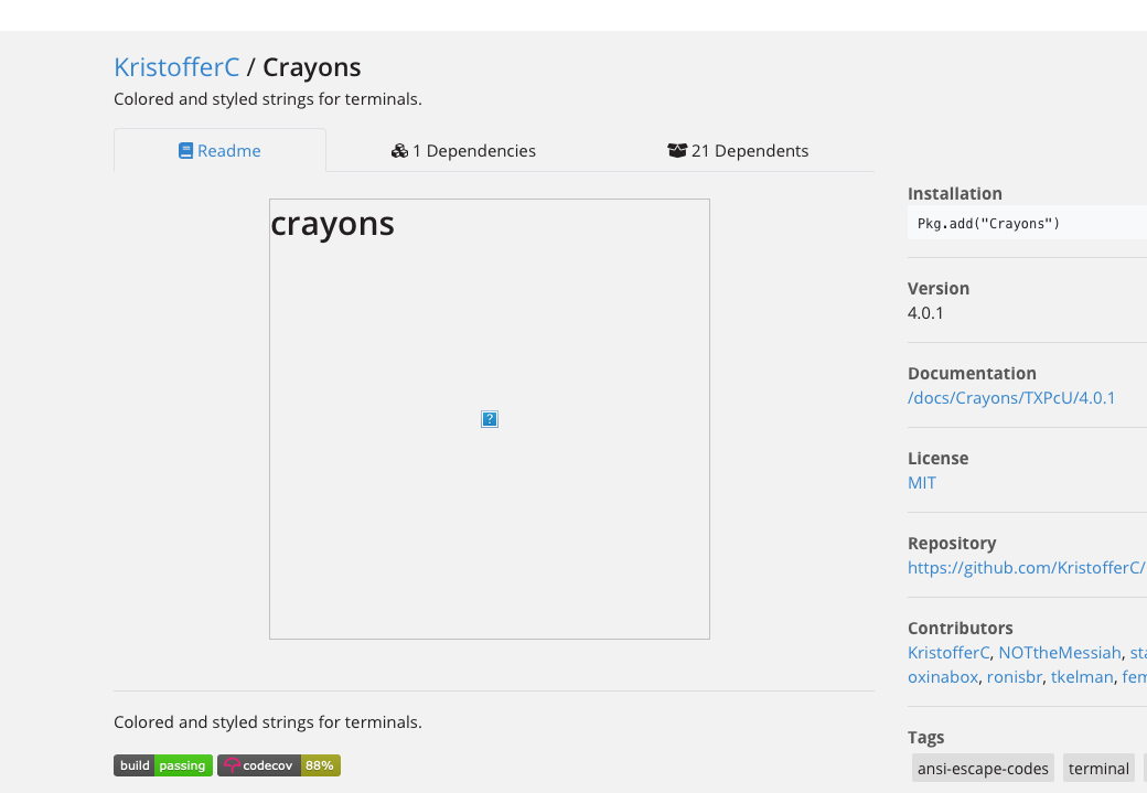 Logo image for Crayons.jl broken · Issue #26 · JuliaComputing/JuliaHub-Feedback · GitHub