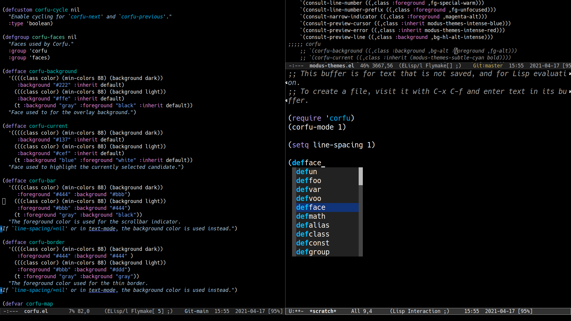 Confusion around `corfu-bar` and `corfu-border` · Issue #6 · minad/corfu · GitHub