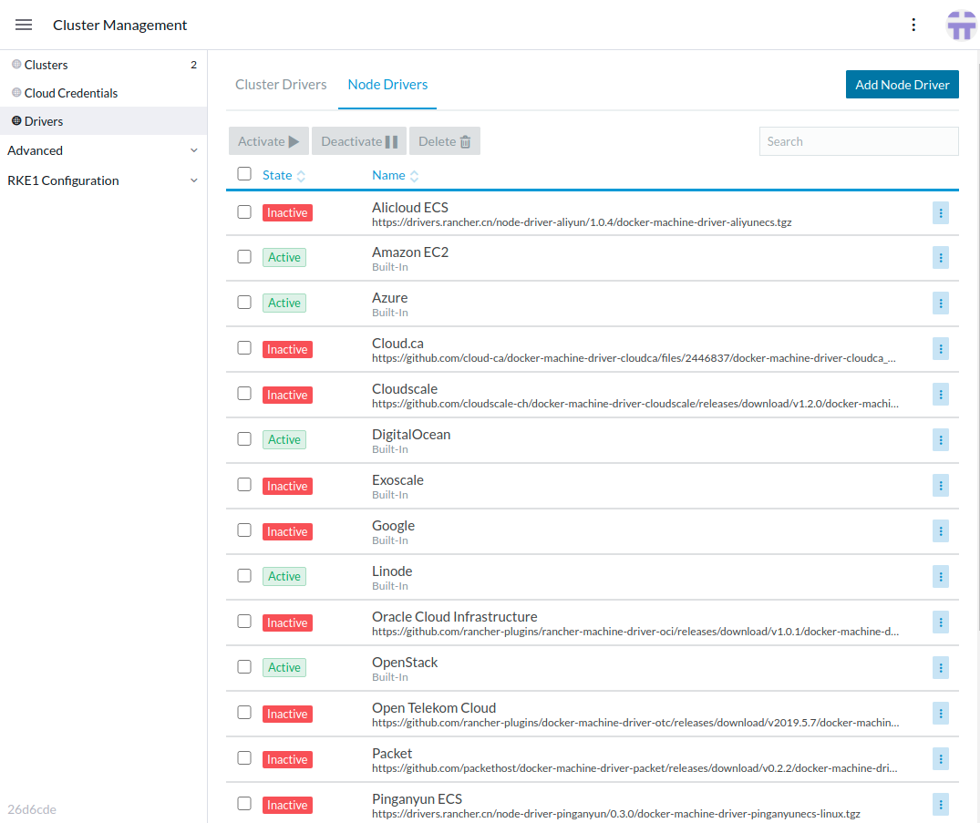 Cluster Provisioning - Cluster Drivers List (Activate/De-activate) · Issue #2763 · rancher ...