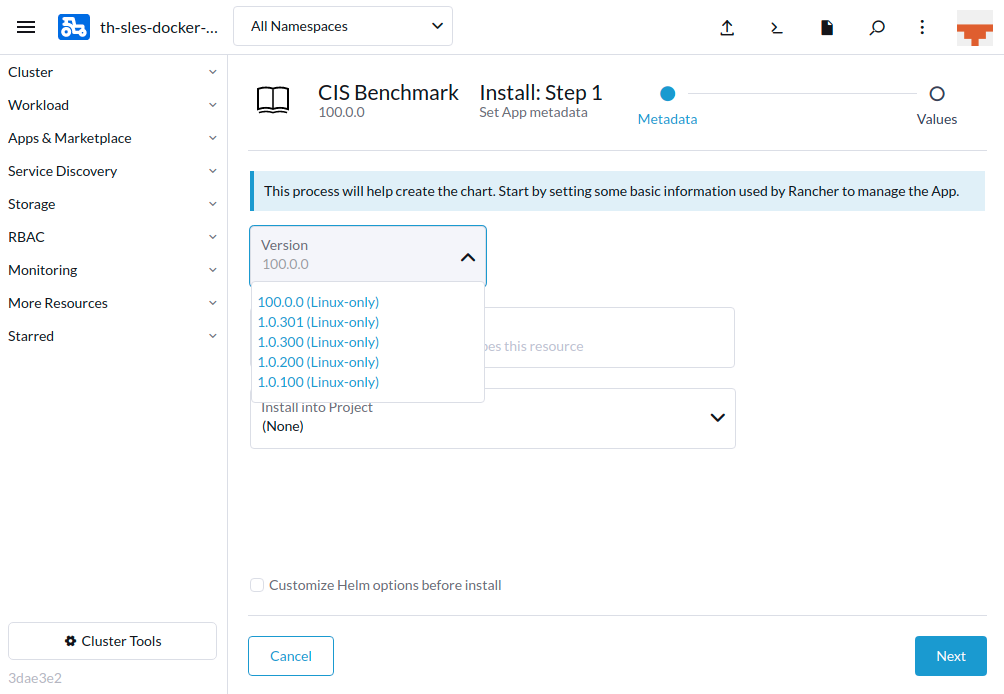 Charts in Cluster tools view doesn't let users select version of the chart · Issue #3217 ...