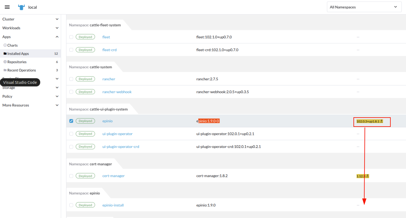 App upgrade notification shown for incorrect app · Issue #9613 · rancher/dashboard · GitHub