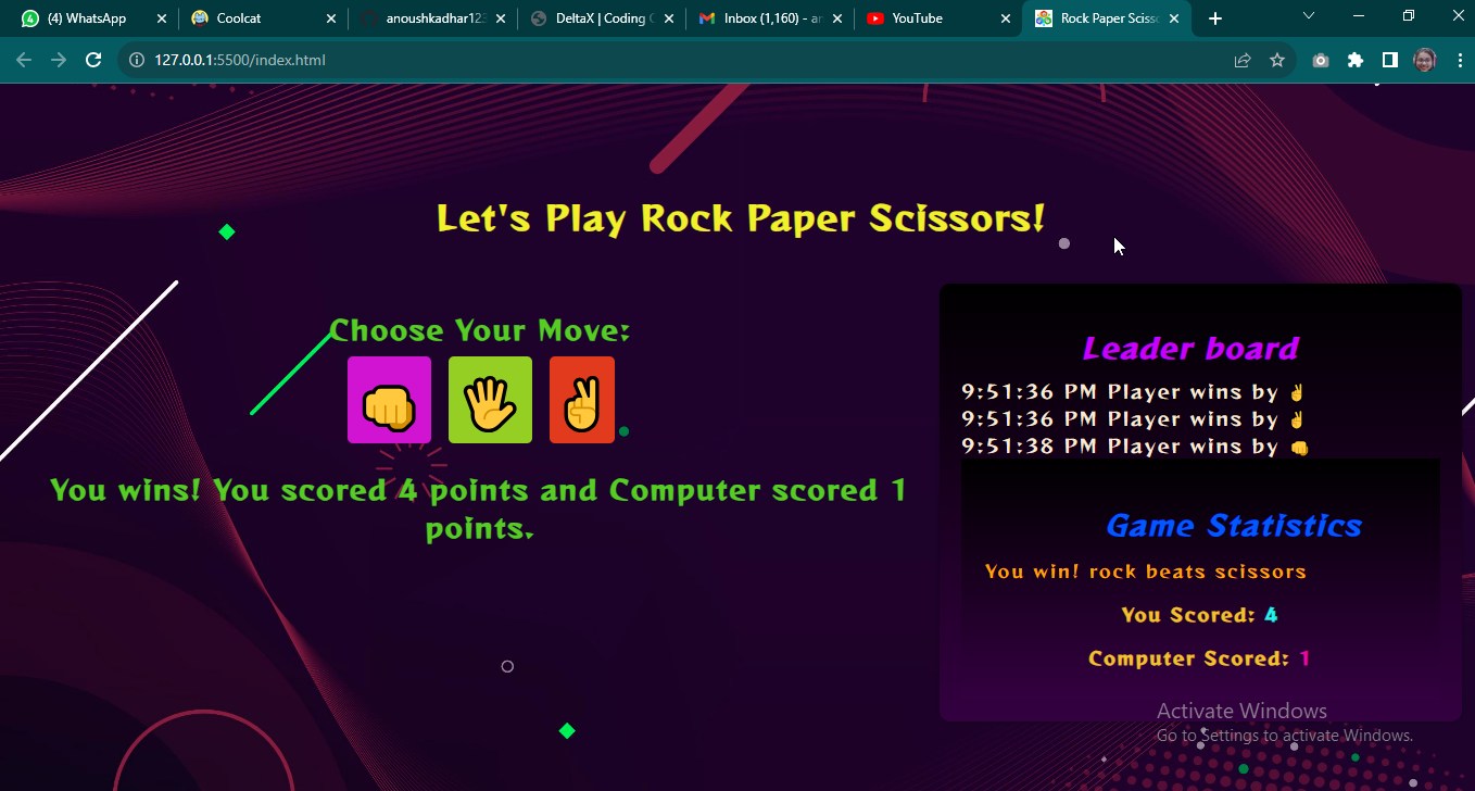 Github Anoushkadhar123rockpaperscissorsgame The Rock Paper Scissors Game Is A Two 
