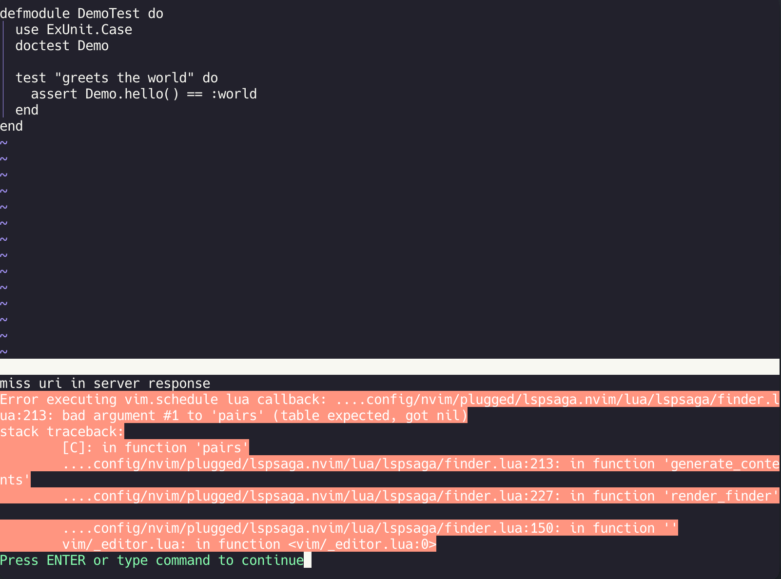 `peek_definition` doesn't work when in a Elixir project · Issue #516 · nvimdev/lspsaga.nvim · GitHub