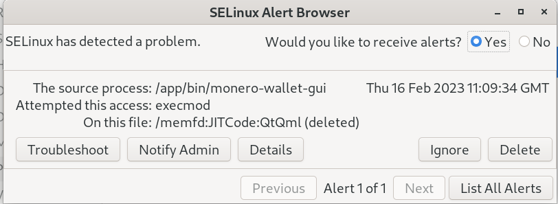 SELinux 'has detected a problem' on RHEL 9.1 / Rocky / AlmaLinux · Issue #4119 · monero-project ...