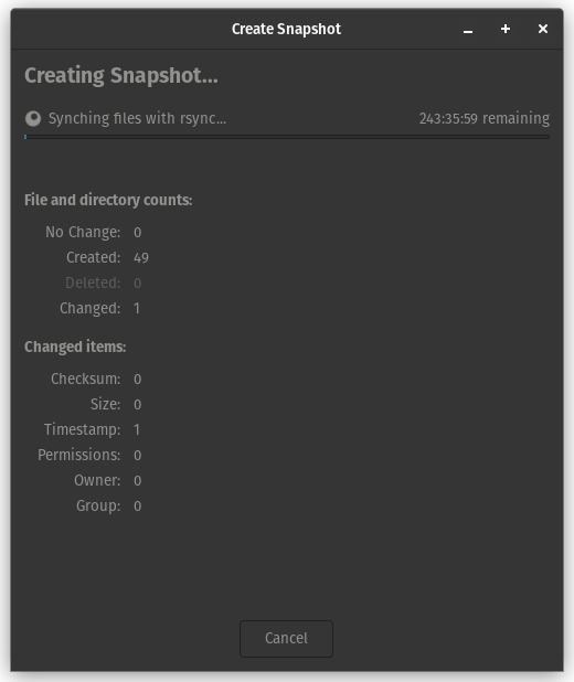 Timeshift stuck on 'Syncing files with rsync' (no error, increasing time remaining) · Issue #158 ...