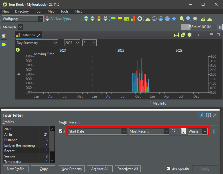 [Feature : Tour Filter] Show tours for the most recent e.g. 15 months ...
