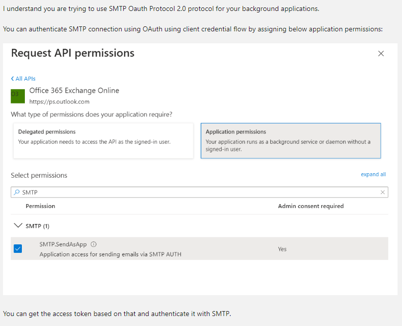 How can I implement service-to-service authentication with Office365 using the OAuth2 SASL ...