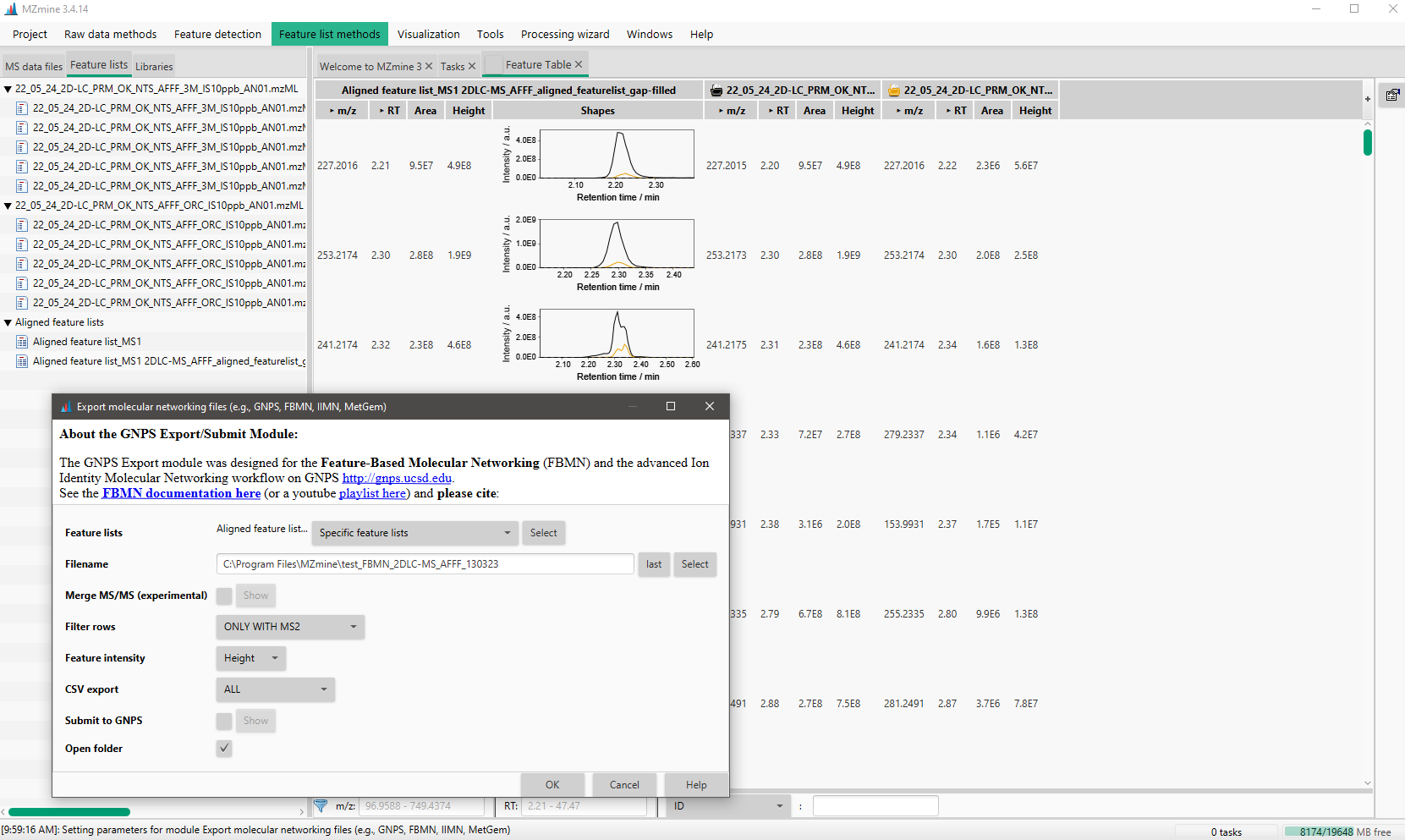 EXPORT FOR GNPS - ISSUE · Issue #1268 · mzmine/mzmine · GitHub