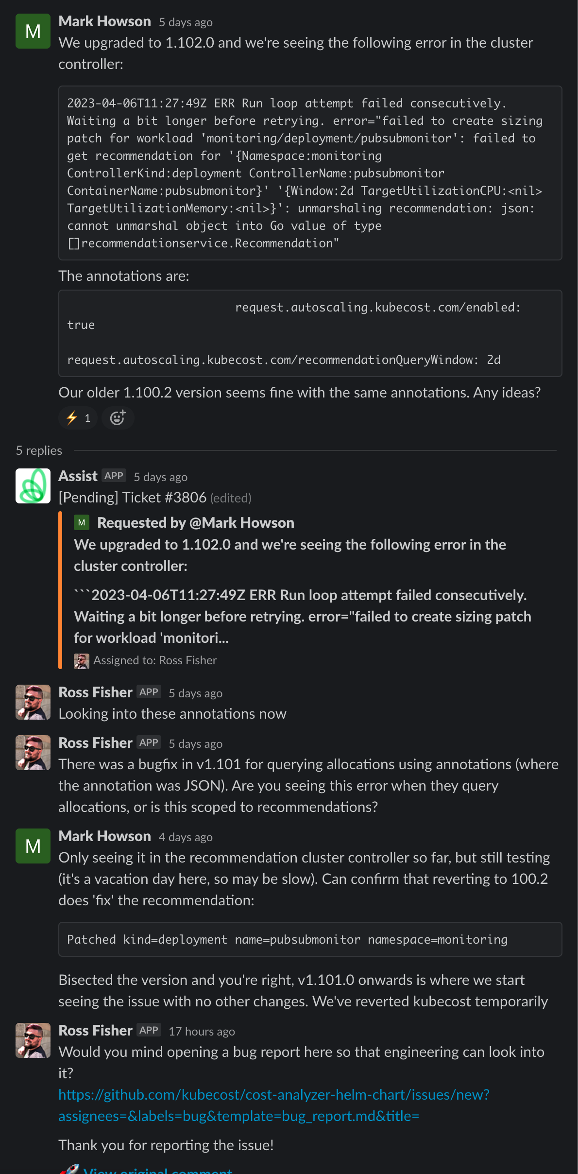 Continuous Request Sizing On V1 101 And V1 102 Always Fails To Unmarshal Recommendations · Issue