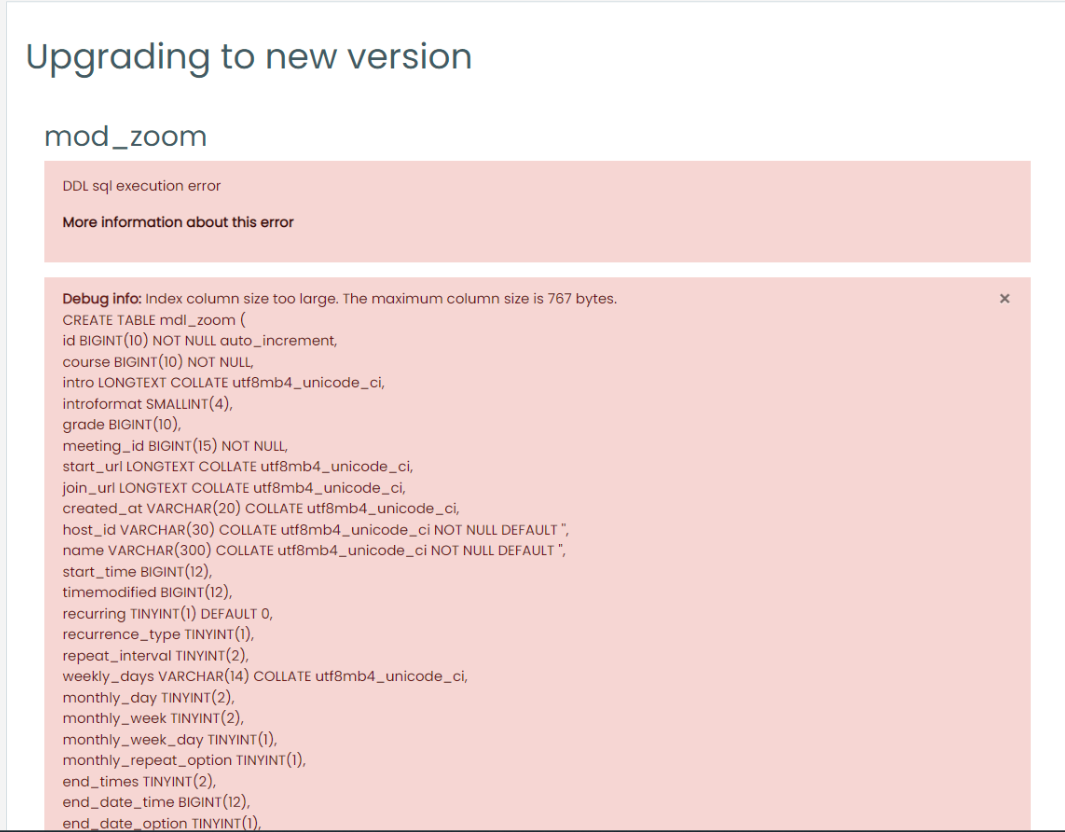 Index Column Size Too Large 767 Bytes Moodle With Amazon Aurora · Issue 472 · Ncstate Delta 