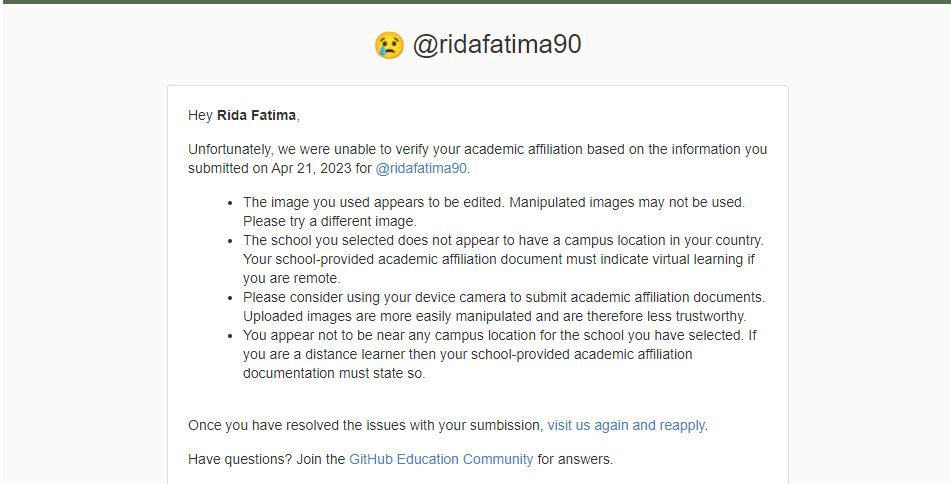 Github Student Pack Activation · community · Discussion #53384 · GitHub