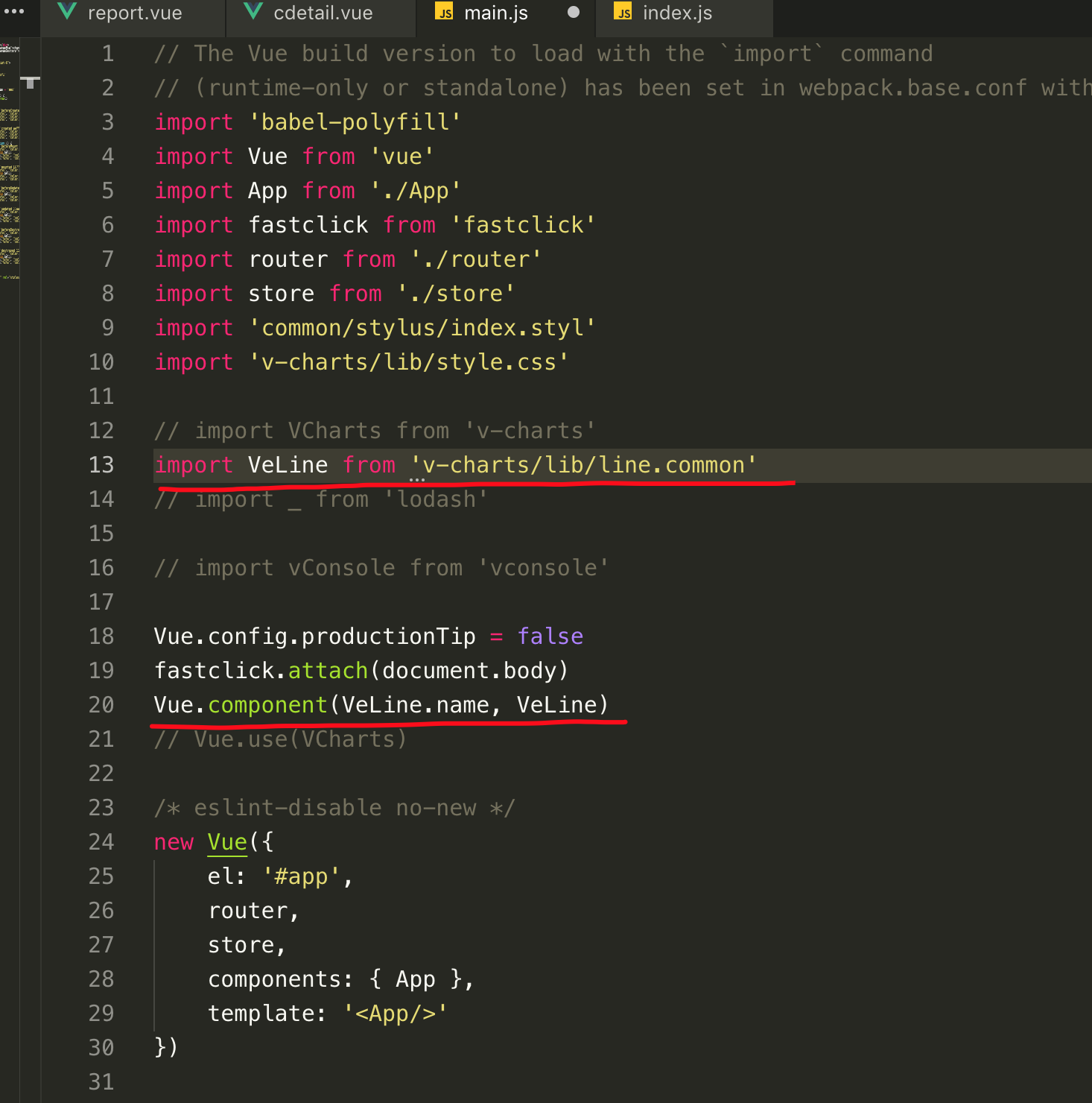Vue 全局引入组件 和 单独引入组件问题？ · Issue #666 · ElemeFE/v-charts · GitHub