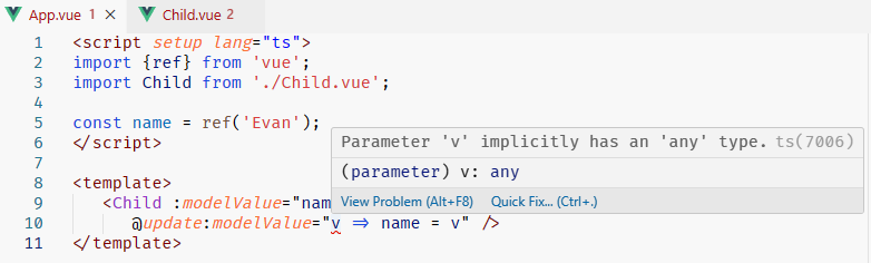 When using verbose syntax of v-model, if the argument is generic ...