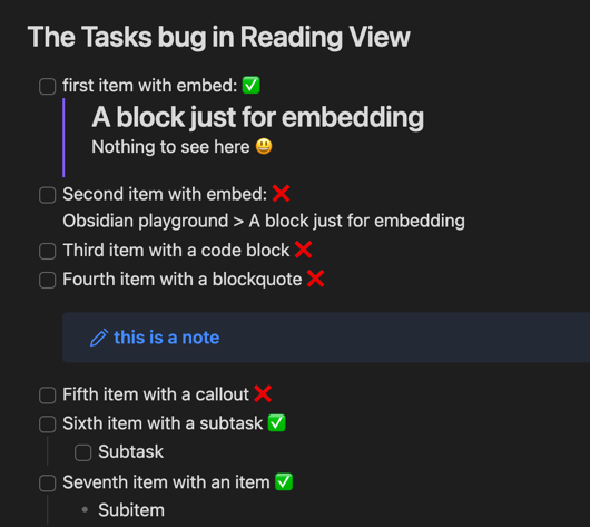 Option To Disable Processing Of Reading View Tasks Assumes Single Line Task Items Which Affects