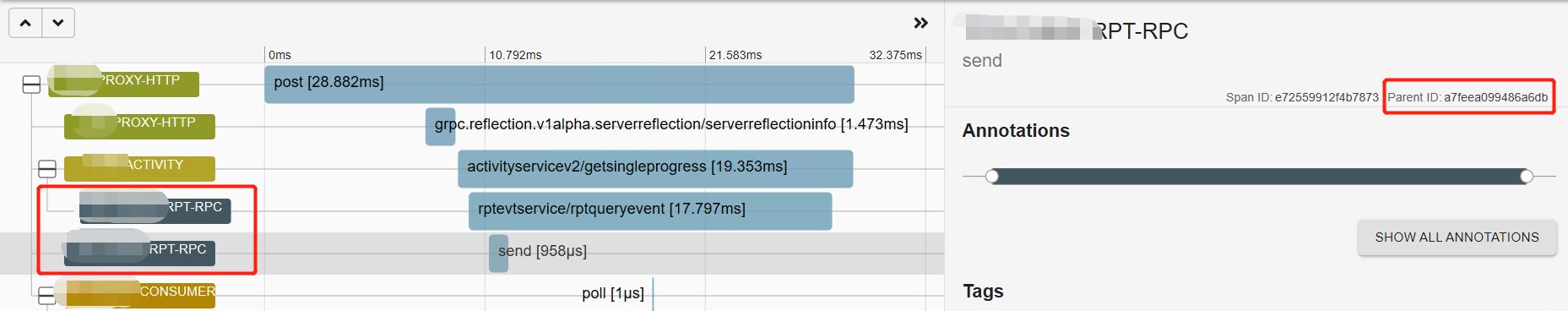 ui display wrong hierarchy between rpc, `PRODUCER` and `CONSUMER` spans · Issue #1094 ...