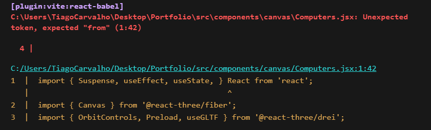 Unable to import the Components · Issue #83 · adrianhajdin/project_3D_developer_portfolio · GitHub