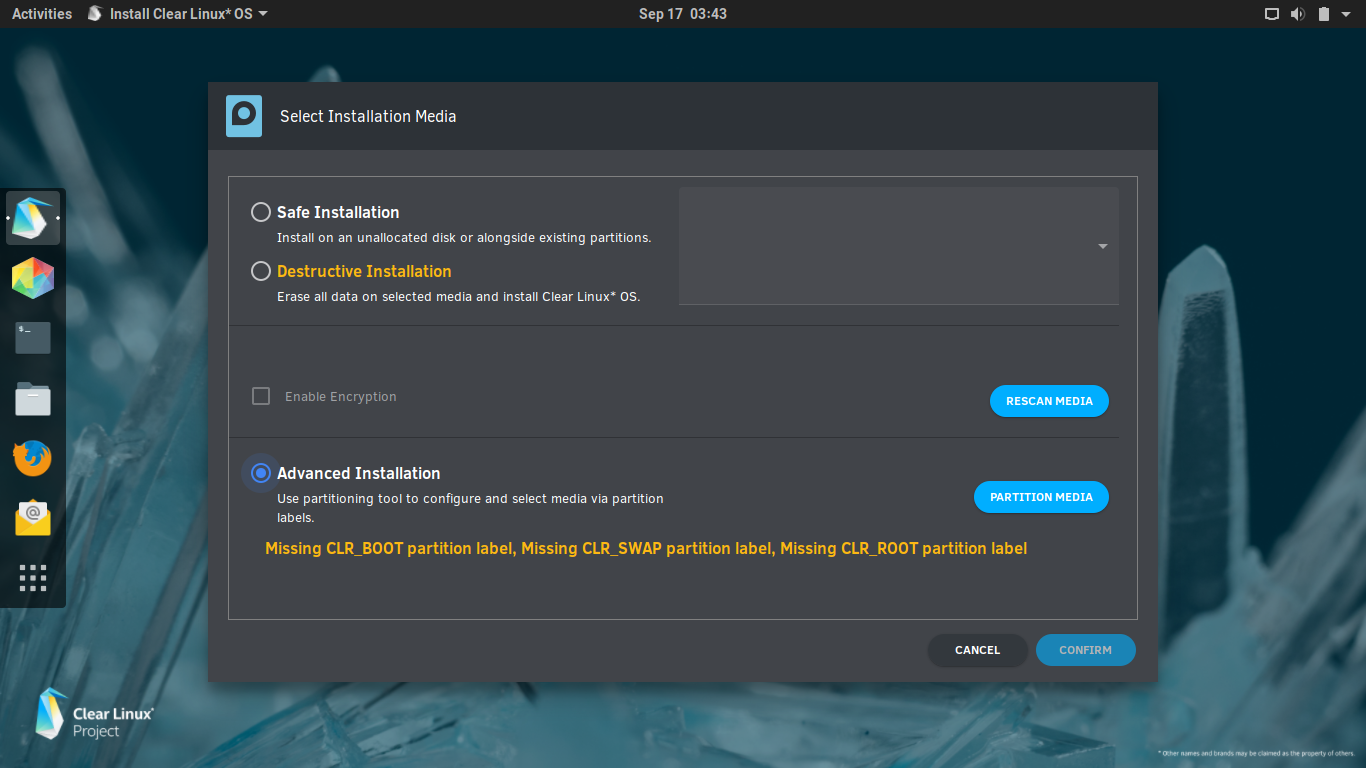 Enable Advance Configuration for media · Issue #410 · clearlinux/clr-installer · GitHub