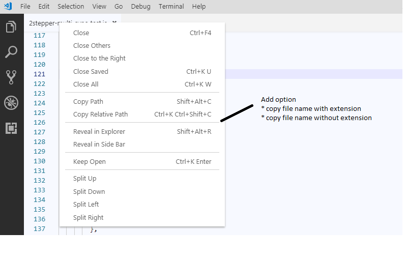 copy file name feature · Issue #69022 · microsoft/vscode · GitHub