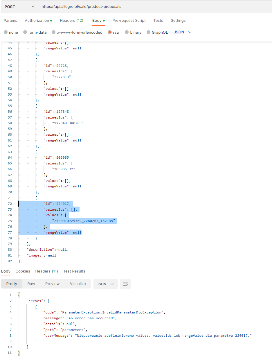Probem z Api produktyzacja - duplikat · Issue #6861 · allegro/allegro-api · GitHub