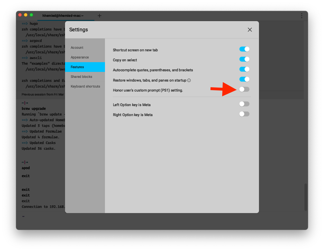 SSH with custom prompt (PS1) returns "exit" prompt · Issue #793 · warpdotdev/Warp · GitHub