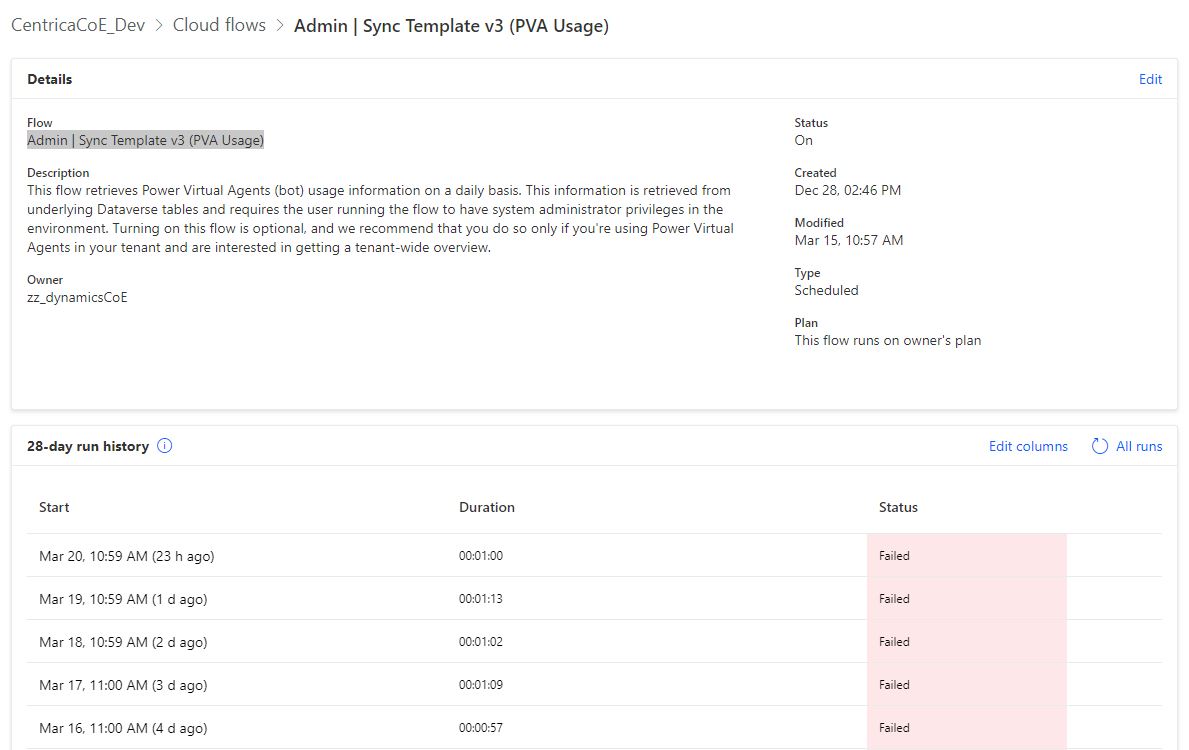 Why is the "PVA Bot Usage" not being updated in the CoE kit · Issue #5046 · microsoft/coe ...