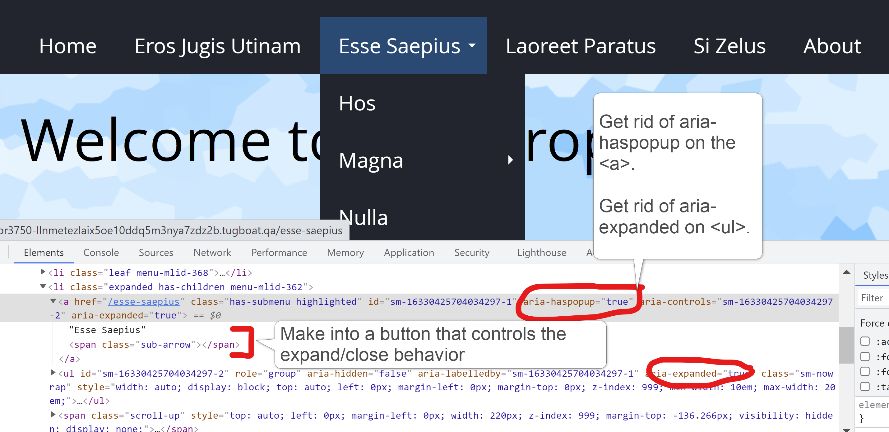 [A11Y] Main desktop navigation and main mobile navigation are not accessible to screen reader ...