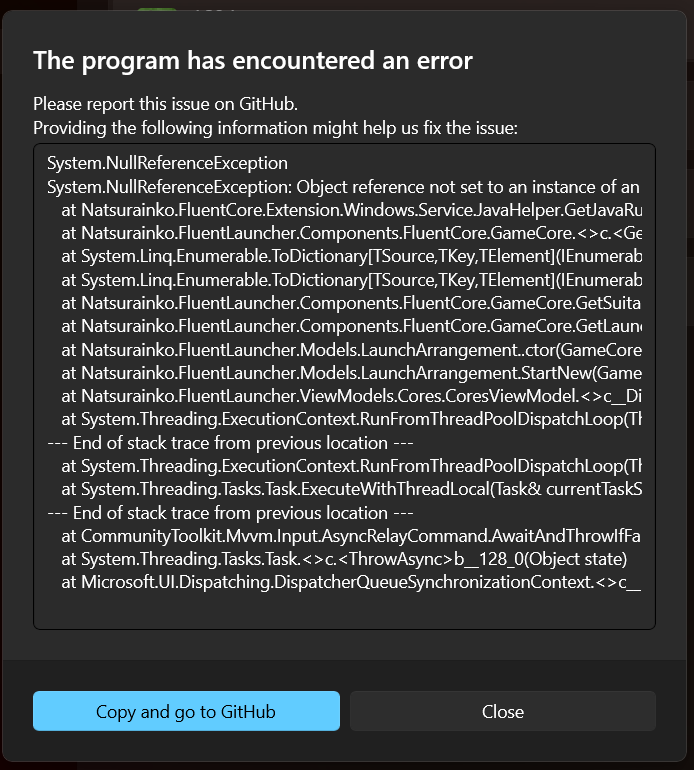 [Bug] · Issue #169 · Xcube-Studio/Natsurainko.FluentLauncher · GitHub
