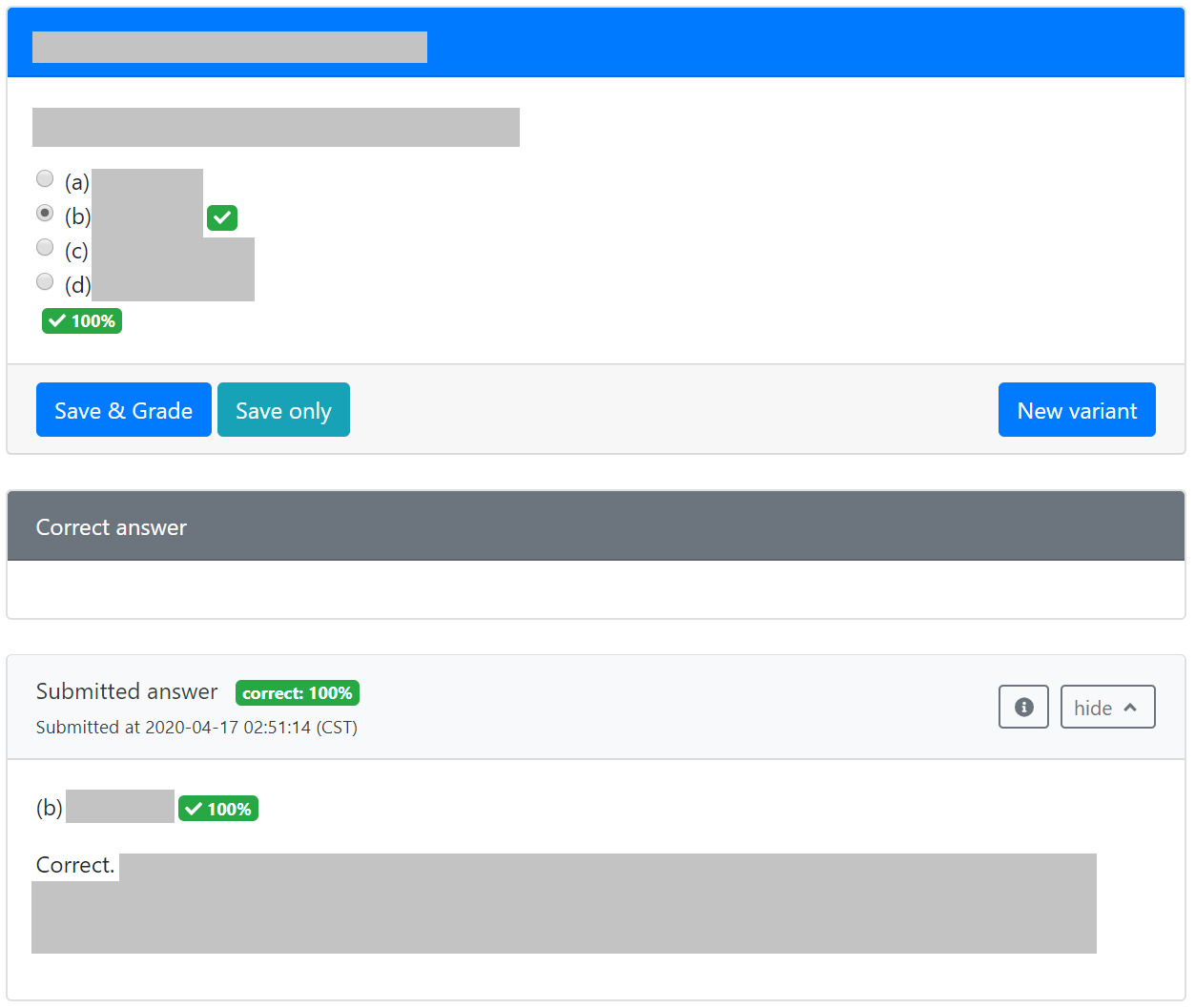 Option to set "Correct answer" panel text · Issue #1709 · PrairieLearn/PrairieLearn · GitHub