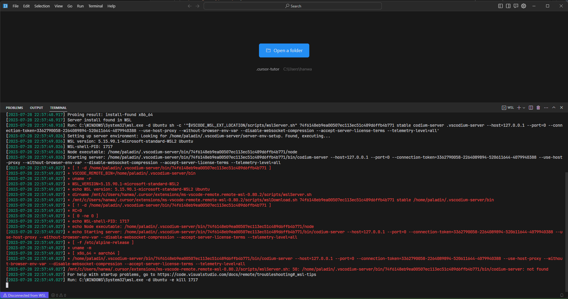 WSL: codium-server: not found and version mismatch · Issue #703 · getcursor/cursor · GitHub