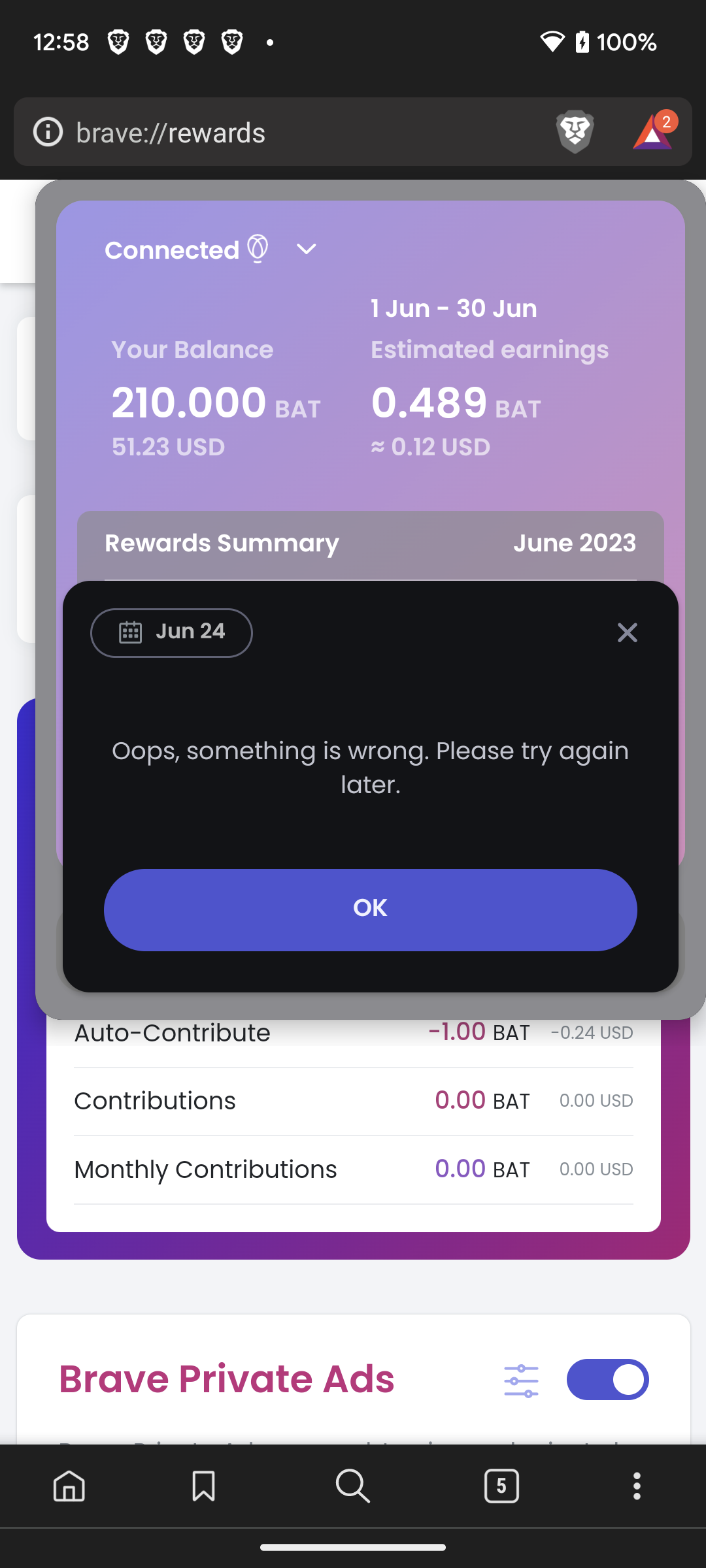 [Rewards] Unable to claim a token grant. Infinite spinner/Error is shown. · Issue #29987 · brave ...