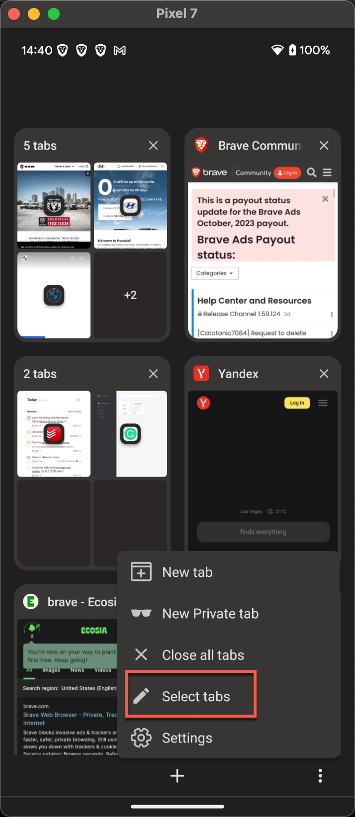 Buttons on the `tabs view` screen must be moved from top to bottom ...