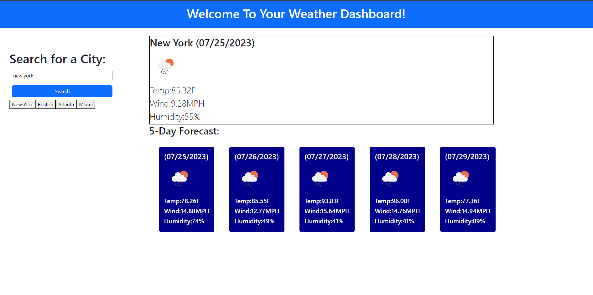 GitHub - stevenarroyave8/weatherDashboard