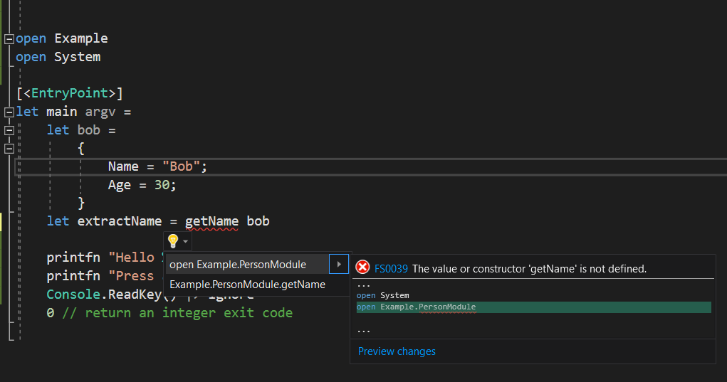 Intellisense adds "....Module" when conflicting type and module appears ...