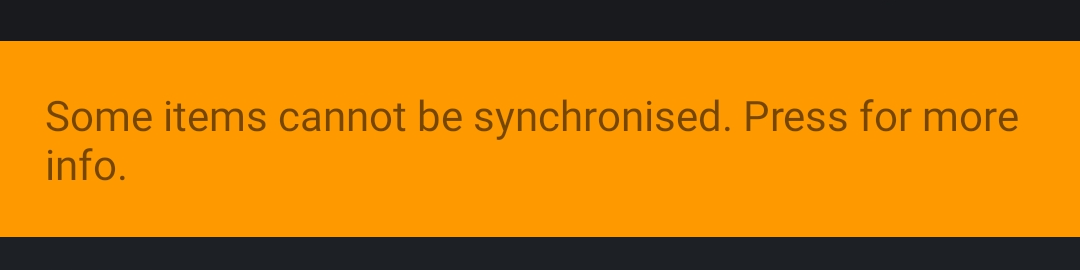 Message that says "Some items cannot be synchronised" doesn't go away after retrying · Issue ...