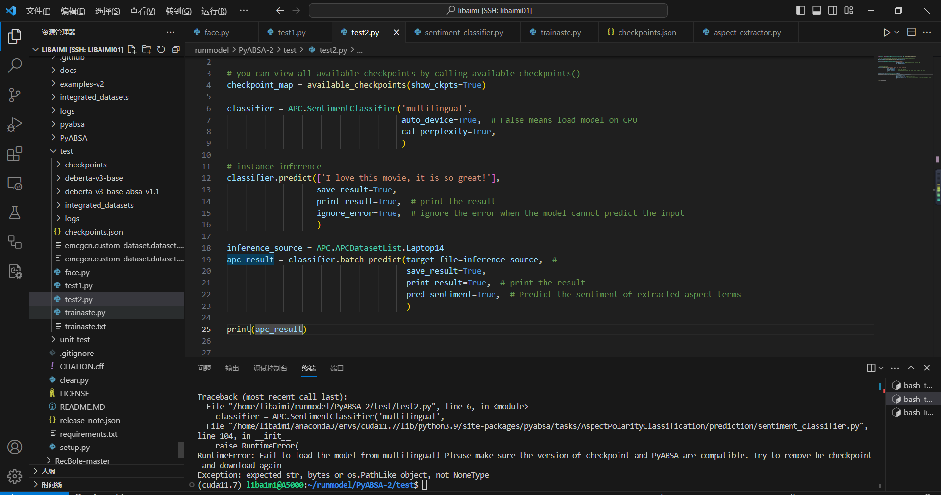 Running this "Extract aspect terms and classify sentiments" sample code is wrong · Issue #358 ...