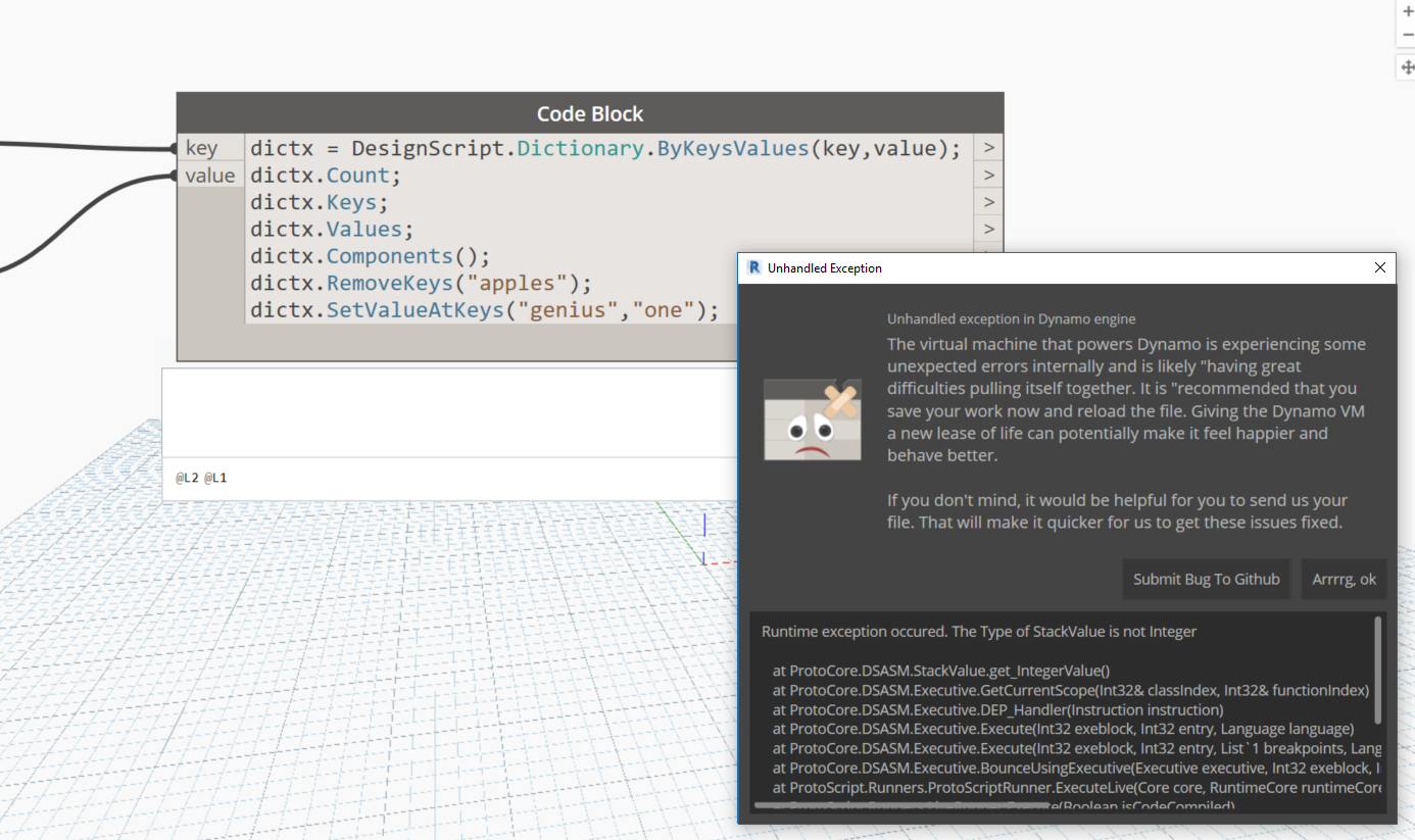 Bug Dynamo Crashes When Mistakenly Trying To Directly Call Designscriptdictionarycount 