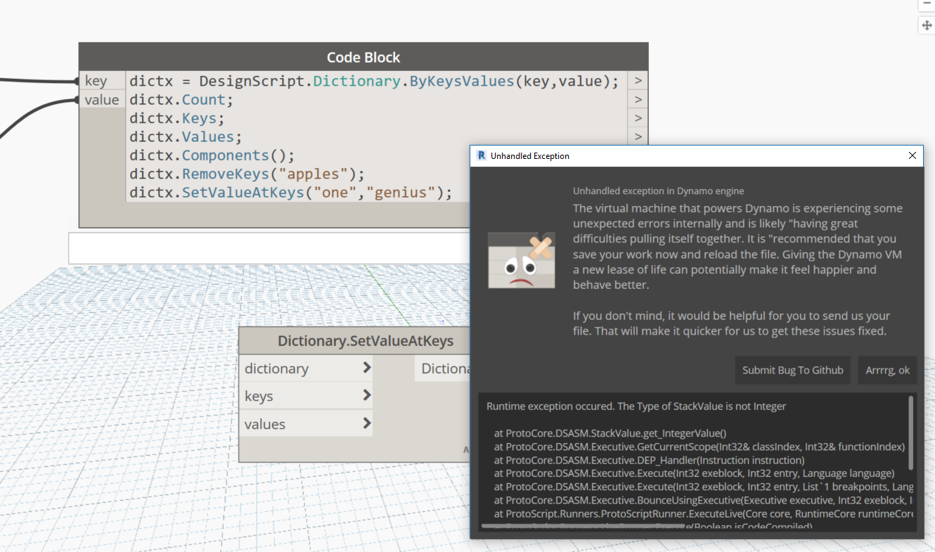 [Bug] Dynamo Crashes when (mistakenly) trying to directly call DesignScript.Dictionary.Count ...