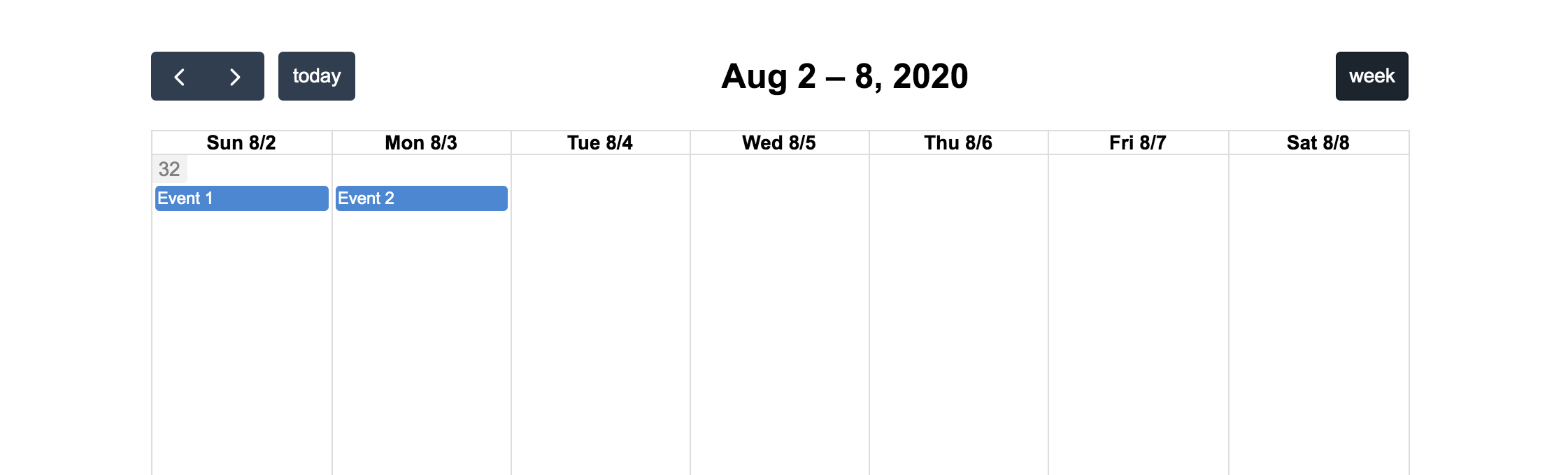 Alignment of events in dayGridWeek when weekNumbers:true · Issue #5708 · fullcalendar ...