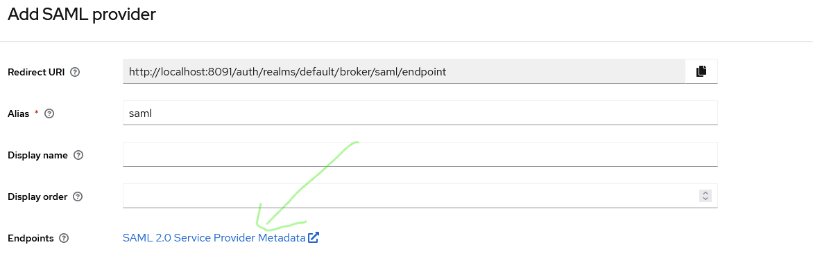 Not-working link during adding a SAML Identity provider · Issue #22892 · keycloak/keycloak · GitHub