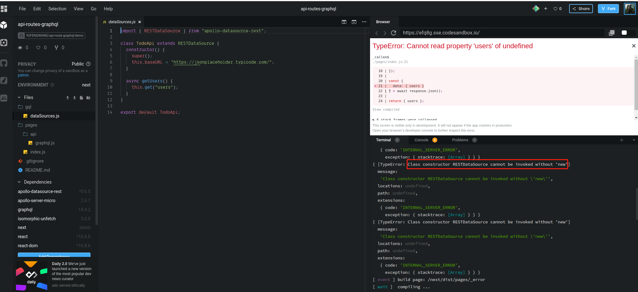 Api Route With Graphql Error · Issue 8043 · Vercelnextjs · Github