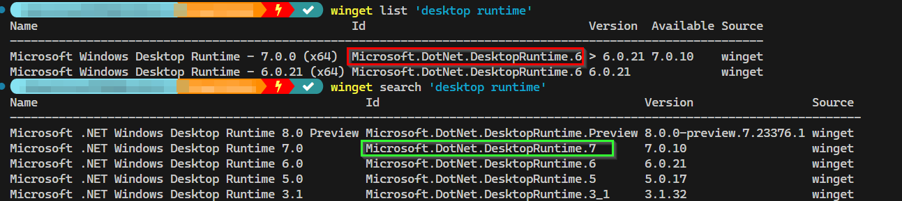 `winget List` Reports Incorrect `id` For `microsoft Windows Desktop Runtime 700 X64 