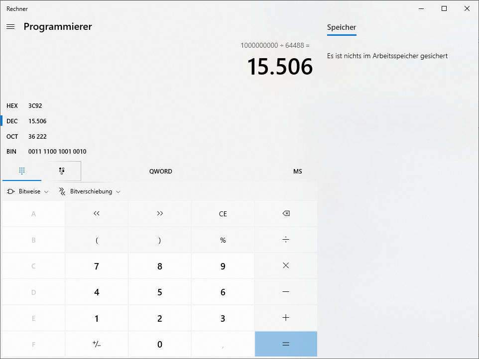 Programmer View: Wrong Result: 1.000.000.000 / 64.487 = 0 · Issue #1788 · microsoft/calculator ...