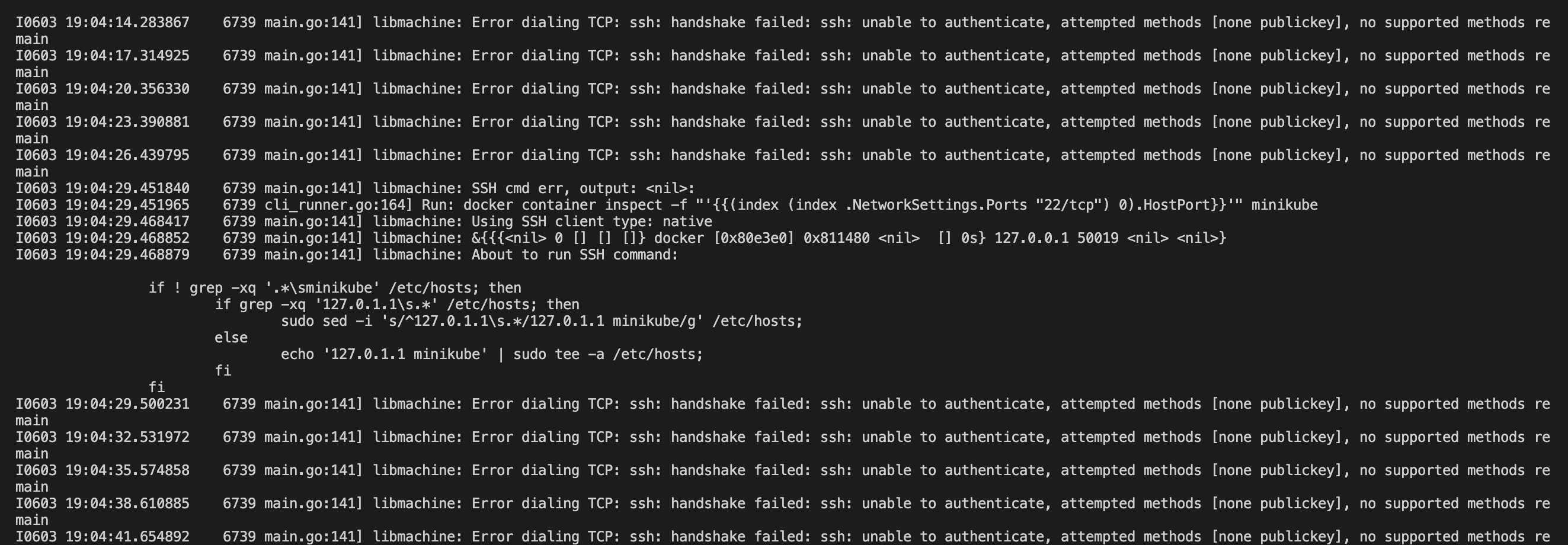 Ssh Handshake Failed Ssh Unable To Authenticate · Issue 16628 · Kubernetesminikube · Github